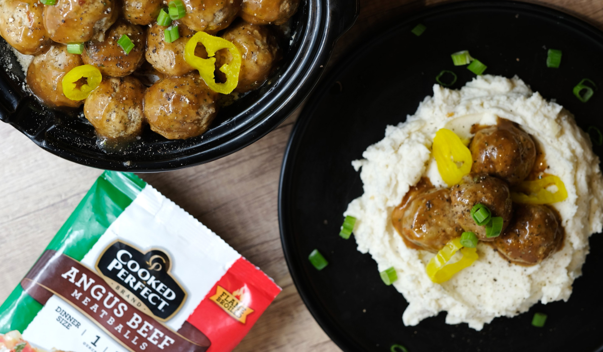 Angus Beef Meatballs & Mashed Potatoes | Slow Cooker Recipes